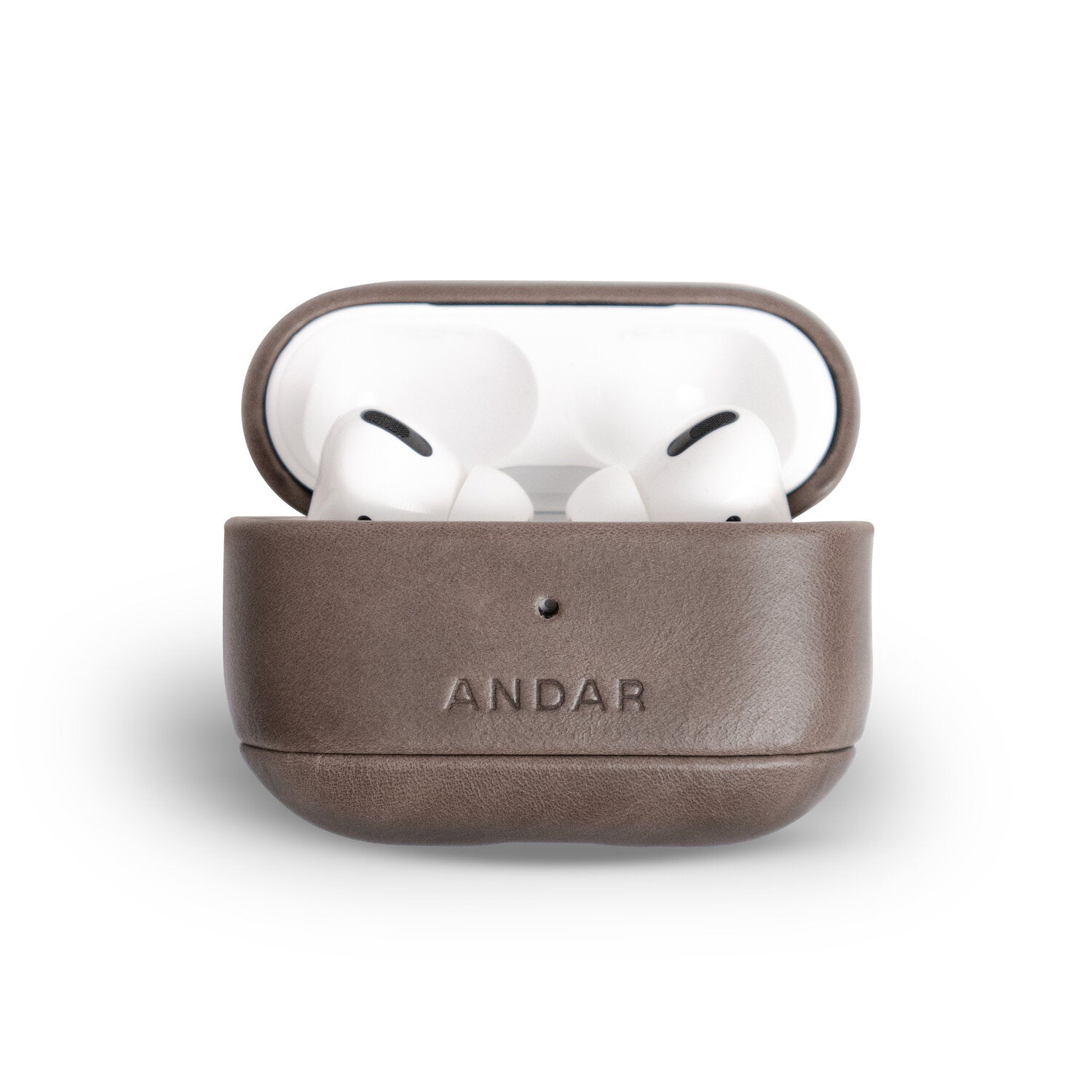 Andar The Capsule (Stone Grey) Full Grain Leather Airpods Case ...